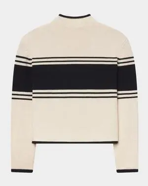 FRAME X Sotheby & Apos;s Embroidered Striped Cotton Sweater - Cream Mult