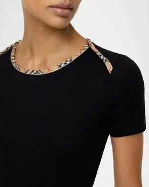 Burberry Stephanie Check-trim Cotton Rib T-shirt