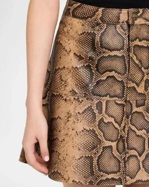 Kobi Halperin Addie Snake Leather A-line Miniskirt - Tannin Multi