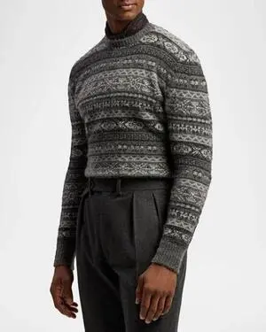 Ralph Lauren Purple Label Apos;s Fair Isle-style Cashmere-blend Sweater - Grey Multi