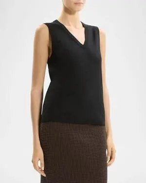 Theory Regal Wool Slim Tank Top - Black
