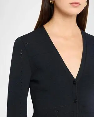 Ramy Brook Astra Pointelle-knit Cardigan Black