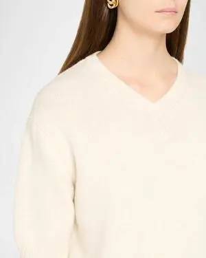 Theory Cashmere Short-sleeved Crop Sweater - Ivory