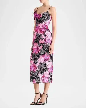 HELSI Emilia Sequin Floral Bodycon Midi Dress