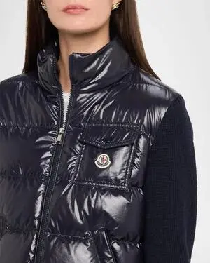 Moncler Padded Zip-up Wool Cardigan Navy