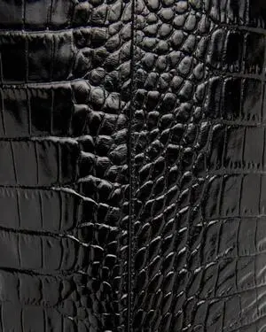 Paris Texas Anja Croco Block-heel Knee Boots - Carbone