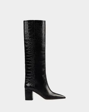 Paris Texas Anja Croco Block-heel Knee Boots - Xcococarb