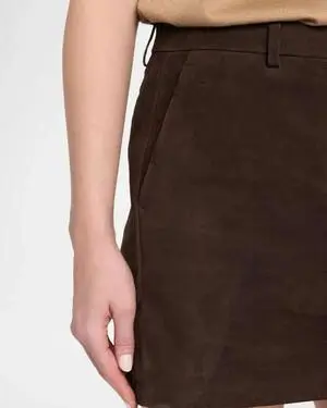 Theory Low-rise Suede Mini Trouser Skirt - Cacao