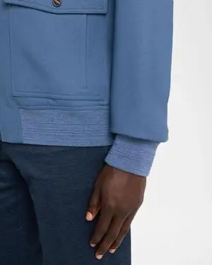 Isaia Baracuta Stretch-wool Zip-up Bomber Jacket - Medium Blu