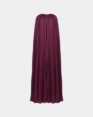 Mac Duggal Metallic Pleated Charmeuse Cape Gown