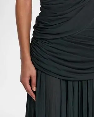 Proenza Schouler Irma Draped Gauzy Jersey Dress - Green