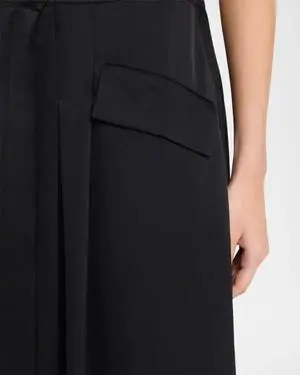 Ramy Brook Zella Pleated Satin Maxi Skirt - Black