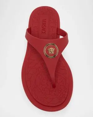 Versace Alia Medusa Rubber Thong Sandals - Fire-versa