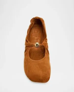 Loewe Pebble Suede Ballerina Flats - Tan