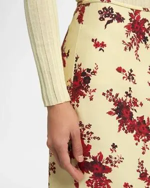 JIL SANDER Floral-print Viscose Midi Skirt - Ruby/yellow