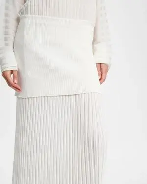 Proenza Schouler Luiza Rib-knit Midi Skirt - White