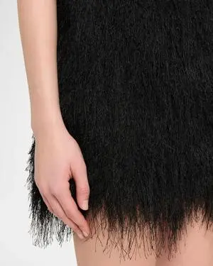 AEXAE Fringe Mini Skirt - Black