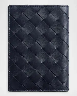 Bottega Veneta Bicolor Intrecciato Passport Case - Midnight E