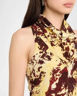 Proenza Schouler Adelide Printed Silk-blend Dress - Rust Multi