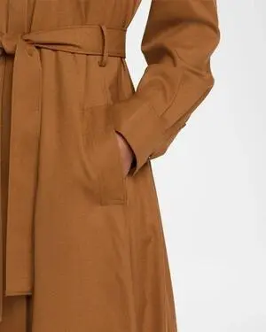 Theory Long-sleeve Belted Midi Shirtdress - Acaciabrn