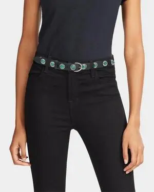 Rag & Bone Celia Stud Leather Belt - Black
