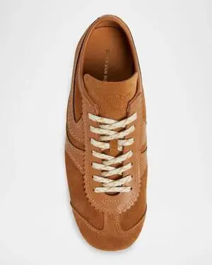 Dries Van Noten Mixed Leather Retro Runner Sneakers - Tan