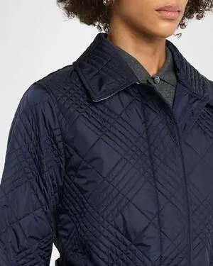 Burberry Darliston Check Quilted Coat With Belt