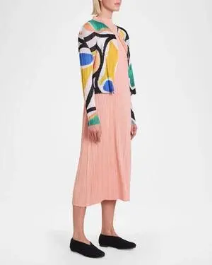 Issey Miyake Roll Printed Plisse Open Cardigan - Multi