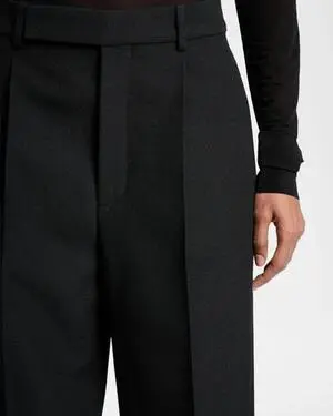 Saint Laurent Wool Grain De Poudre Straight-leg Trousers - Nero