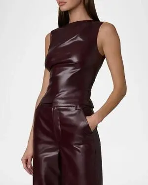 JOE & APOS;S JEANS The Meg Vegan Leather Top - Cabernet