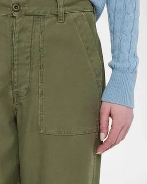 NILI LOTAN Earl Cotton Straight-leg Ankle Pants - Olive