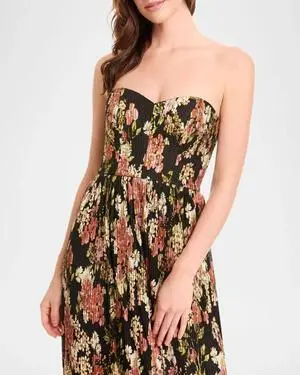 Dress The Population Audrina Strapless Floral-print Column Gown