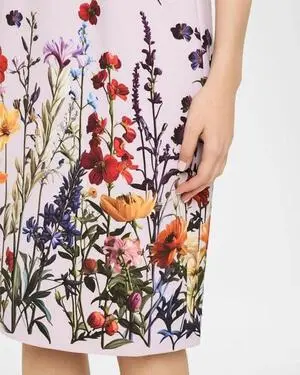Rickie Freeman For Teri Jon Floral-print Crepe Column Dress - Lilac Multi