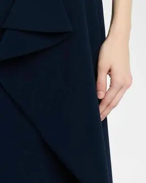 Rickie Freeman For Teri Jon One-shoulder Ruffle Crepe Gown - Navy