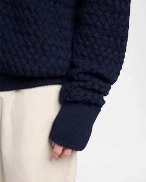 Bottega Veneta Apos;s Intrecciato Wool Knit Cardigan - Blue
