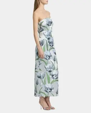 MILLY Orion Tulip Jacquard Strapless Gown