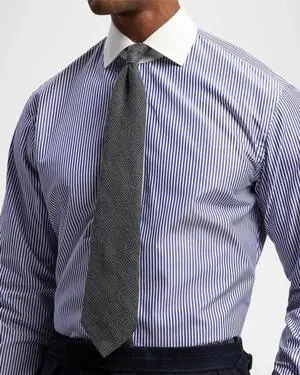 Ralph Lauren Purple Label Apos;s Textured Wool-silk-cashmere Tie - Grey