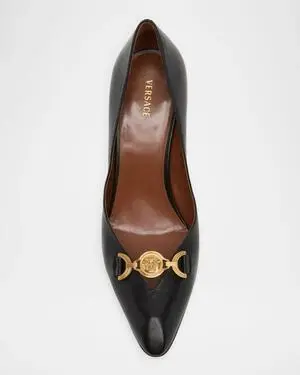 Versace 90mm La Medusa Leather Pumps - White--vib