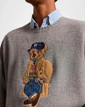 Polo Ralph Lauren Apos;s Wool-blend Polo Bear Sweater - Grey