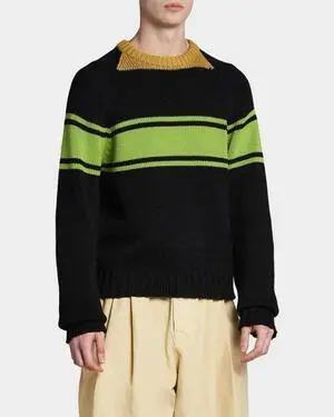 Marni Apos;s Colorblocked Cotton Crewneck Sweater - Black