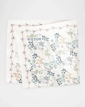 Eton Apos;s Botanical Print Silk Pocket Square - Multi