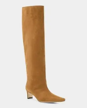 Staud Wally 55mm Suede Wide-calf Knee-high Boots - Tan