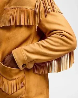 Ralph Lauren Apos;s Carson Fringe Suede Jacket - Camel