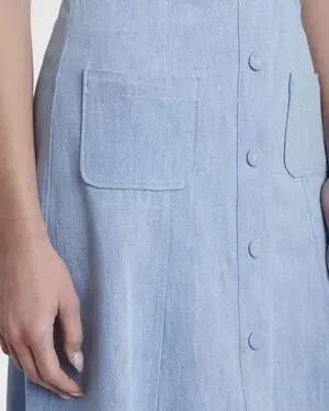 Valentino Garavani Embroidered Denim Button-front Midi Skirt - Denim Blu