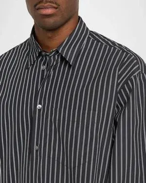 Marni Apos;s Pencil Stripe Cotton-nylon Sport Shirt - Black