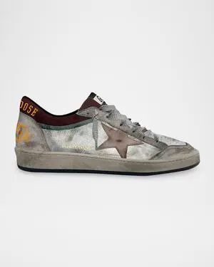 GOLDEN GOOSE Apos;s Ballstar Double Leather Low-top Sneakers - Silver Bor