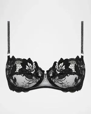 Lise Charmel Cuir Sexy Couture Embroidered Demi Bra - Noir