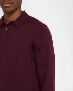 Simkhai Apos;s Reynolds Wool Long-sleeve Polo Shirt - Fig