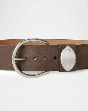 Ralph Lauren Prong Leather Wide Belt, 57mm - Brown
