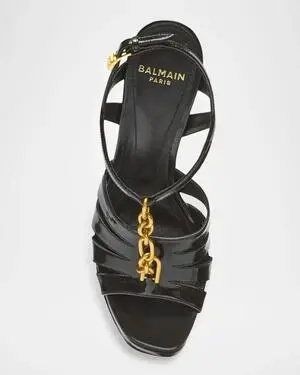 Balmain 125mm Sync Velvet Platform Sandals - Black